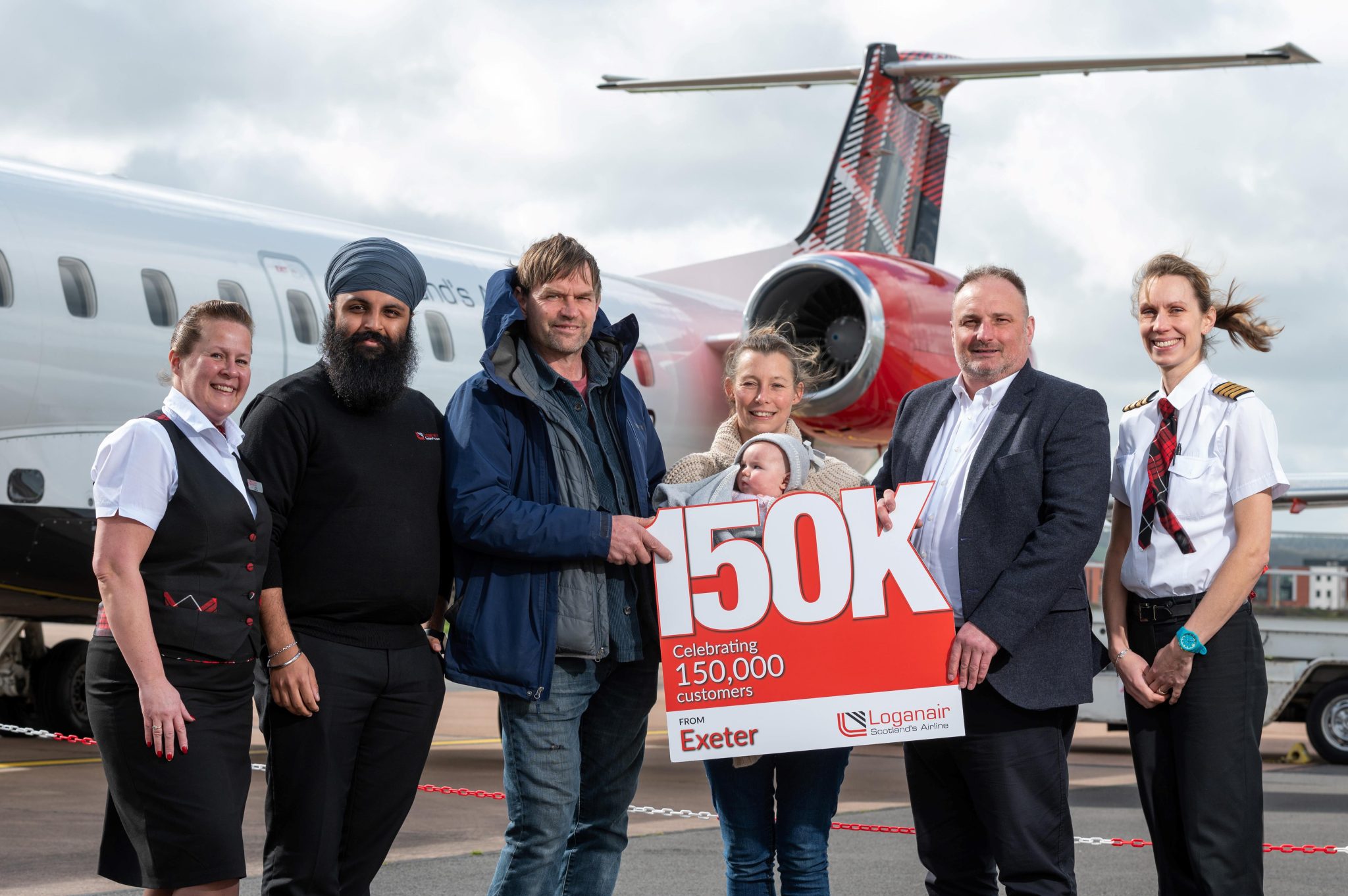 Loganair celebrates Exeter milestone with first-time flyer - Exeter Airport